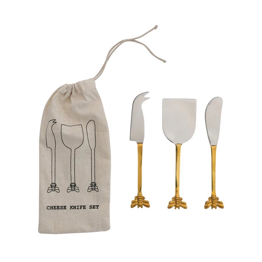 Stainless Steel & Brass Cheese Knives, Set of 4 – Something Splendid Co.
